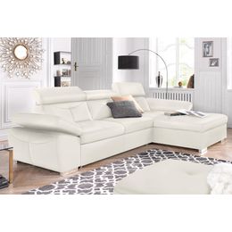 Ecksofa exxpo - SOFA FASHION "Spring, super bequem, mit Armteil- und Kopfteilfunktion, OTTOs Choice", wei&szlig; (altwei&szlig;), B:284cm H:81cm T:181cm, Luxus-Microfaser (100% Polyester);Struktur (100% Polyester);NaturLEDER (echtes Rindsleder) in Sitz und R&uuml;cken. Korpus in passendem Kunstleder SOFTLUX bezogen, Sofas, Ecksofa, L-Form, wahlweise mit Bettfunktion und Bettkasten