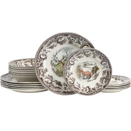 Teller-Set Creatable "Haydon Grove, Tellerset 18-tlg", bunt, 18 Stk., Steingut, Geschirr-Sets, Tiermotive, Landhausstil