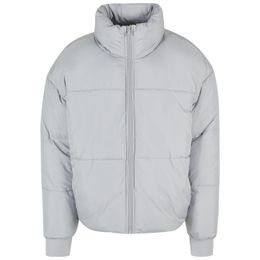 Winterjacke Urban Classics "Urban Classics Herren Short Big Puffer Jacket", Herren, Gr. XL, grau (lightasphalt), 100% Polyester, unifarben, oversize, Rundhals, Jacken