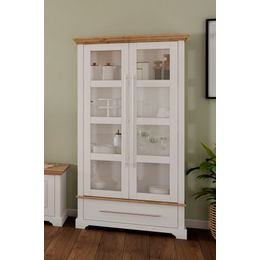 Vitrine Home Affaire "Meliss", gelb (weiß, honig), B:94cm H:169cm T:39cm, Massivholz, Schränke, Höhe 169 cm, Breite 94 cm, 2-türig, Kiefer massiv, FSC