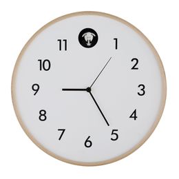 Globo LIGHTING Dekolicht "CLOCKY", weiß, 1 Stk., Leuchten, Uhr, Holz, Zeiger und Ziffern, Kuckucksfunktion