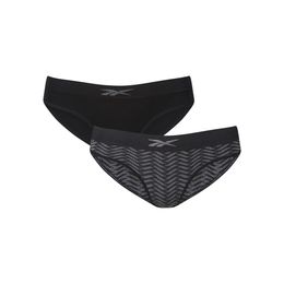 Slip Reebok "ASH", Damen, Gr. XS, schwarz (schwarz, grau), Microfaser, Obermaterial: 66% Polyamid, 28% Polyester, 6% Elasthan, gemustert, unifarben, eng, Unterhosen