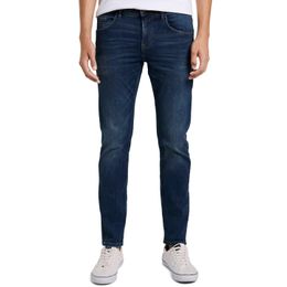 5-Pocket-Jeans Tom Tailor Denim "PIERS", Herren, Gr. 29, Länge 32, beige (mid stone blau), Denim/Jeans, Obermaterial: 92% Baumwolle, 6% Polyester, 2% Elasthan, Abriebeffekte, schmal lang, Jeans