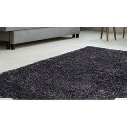 Hochflor-Teppich Kayoom "Diamond 700", grau (anthrazit), B:120cm H:45mm L:170cm, Kunstfaser, Teppiche, weiche Microfaser, Langflor, Shaggy, Melange, Wohnzimmer