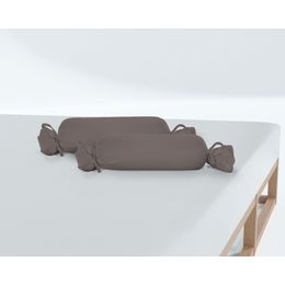 Nackenrollenbezug Biberna "Michi", grau, B:15cm L:40cm, Feinjersey, Obermaterial: 100% Baumwolle, Kissenbezüge, Jersey (1 Pack mit 2 Stück), dichte, feinfädige Single-Qualität