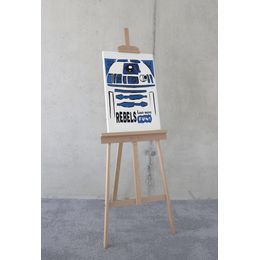 Leinwandbild Komar "Star Wars R2D2 More Fun - Größe 40 x 60 cm", bunt (farbe rahmen: braun, farbe bild(er): bunt), B:40cm H:60cm T:2cm, Holz, Papier, Bilder, Keilrahmenbild mit Echtholzrahmen, Kinderzimmer