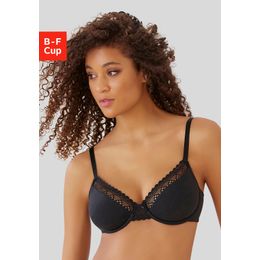 Bügel-BH Lascana, Damen, Gr. 95, Cup F, schwarz, Jersey, Obermaterial: 83% Baumwolle, 11% Polyamid, 6% Elasthan, Basic, BHs, aus Bio-Baumwolle