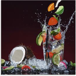 Glasbild Artland "Frischer Fruchtcocktail II", bunt (farbe bild(er): bunt), B:20cm H:20cm, Bilder, in verschiedenen Größen