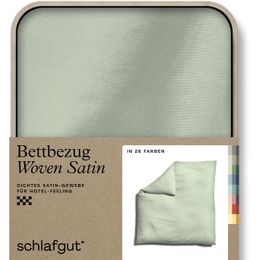Bettbezug Schlafgut "Woven Satin", grün (grün light), B:200cm L:200cm, Mako-Satin, Obermaterial: 100% Baumwolle, Bettbezüge, besonders dicht gewebt, Mix & Match: passender Kissenbezug erhältlich