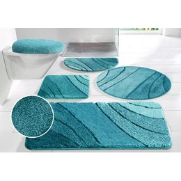Badematte my home "Josie, Badvorleger, Badezimmer Teppich" Gr. 7, verlauftürkis, mit motiv, H:20mm, Polyester, Badematten, Badteppich, Badematten, rechteckig, rund & als 3-tlg. Set erhältlich