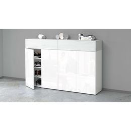 Schuhschrank Inosign "Savona", weiß (weiß hg, lärche weiß), B:152cm H:100cm T:35cm, Spanplatte, Schränke