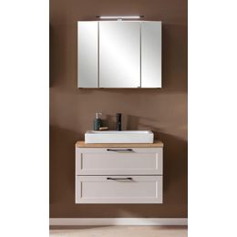 Badmöbel-Set Welltime "Lana", braun (kaschmir), B:80cm H:200cm T:47cm, MDF, Kastenmöbel-Sets, Badezimmer-Set, 2-teilig, inkl. Waschbecken, 80 cm breit