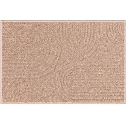 Badematte my home "Yves" Gr. 53, beige, H:20mm, Polyester, Badematten, Badteppich, modernes Skandi-Design, mit Hoch-Tief-Effekt