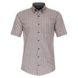 Kurzarmhemd Casamoda "Casamoda Freizeithemd Kurzarm Print", Herren, Gr. M, Normalgrößen, braun, 100% Baumwolle, bedruckt, lässig geschnitten, Hemden