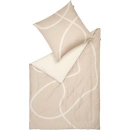 Bettwäsche Musterring "Artsy", beige (natur), B/L: 135cm x 200cm, 1 Stk., 1 Stk., Satin, B/L: 80cm x 80cm, 2 Stk., Satin, Obermaterial: 100% Baumwolle, Bettwäsche, Musterring JustB
