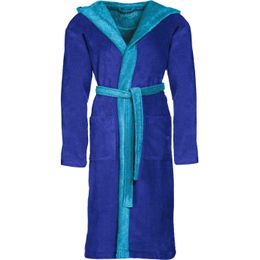 Bademantel Vossen "Poppy, ideal für Sauna & Spa, Hotelbademantel, Morgenmantel" Gr. L, blau (reflex blau, ice blau), L:115cm, Baumwoll-Mix, Hausmäntel, Doubleface Optik