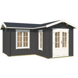 Gartenhaus Lasita Maja "PORTSMOUTH", grau (carbongrau), Fußboden im Gartenhaus, Massivholzdach, Holzwerkstoff, Gartenhäuser