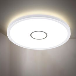 B.K.LICHT LED Deckenleuchte, weiß, 1, Ø 29,3cm H: 2,8cm, Leuchten, Deckenlampe, ultraflach, Panel, Wohnzimmer, Flur, inkl. 18W 2400lm