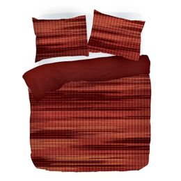 Bettwäsche Kayori "Yona", rot, B/L: 155cm x 220cm, 1 Stk., 1 Stk., Mako-Satin, B/L: 80cm x 80cm, 2 Stk., Mako-Satin, Obermaterial: 100% Baumwolle, Bettwäsche, 100% reiner Bio-Baumwoll-Satin