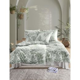Bettwäsche Irisette "Easy 8649", grün, B/L: 155cm x 220cm, 1 Stk., 1 Stk., Seersucker, B/L: 80cm x 80cm, 2 Stk., Seersucker, Obermaterial: 100% Baumwolle, Bettwäsche, pflegeleicht und bügelfrei