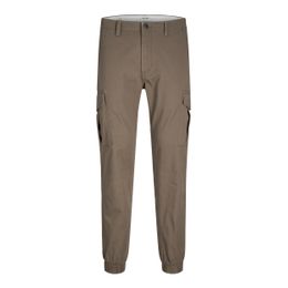 Jack & Jones Cargohose JACK & JONES "JPSTMARCO JJJOE CUFFED", Herren, Gr. 34, Länge 34, grün (bungee cord), Web, Obermaterial: 98% Baumwolle, 2% Elasthan, unifarben, slim fit normal, Hosen