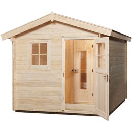 Saunahaus Weka "Mikkeli", beige (natur), Saunaofen, externe Steuerung, 7,5 kW, Saunen, 7,5 kW-Ofen mit digitaler Steuerung
