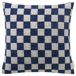 Kissenh&uuml;lle Tom Tailor HOME "Checkerbox", blau, B:45cm H:0,5cm L:45cm, Baumwolle, Leinen, Polyester, Kissenbez&uuml;ge, Kissenh&uuml;lle