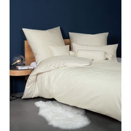 Bettwäsche Janine "Colors 31001", beige (ecru), B/L: 240cm x 220cm, 1 Stk., 2 Stk., Mako-Satin, B/L: 80cm x 80cm & 80cm x 80cm, 3 Stk., Mako-Satin, Obermaterial: 100% Baumwolle, Bettwäsche, feinfädige uni Bettwäsche für alle Jahreszeiten, Markenreißverschluss
