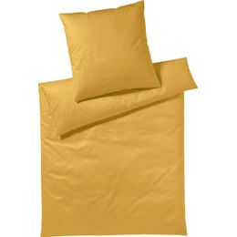 Bettwäsche Yes For Bed "Pure & Simple Uni in Gr. 135x200, 155x220 oder 200x200 cm", gelb (citrus), B/L: 200cm x 220cm, 1 Stk., 2 Stk., Mako-Satin, B/L: 80cm x 80cm & 80cm x 80cm, 3 Stk., Mako-Satin, Obermaterial: 100% Baumwolle, Bettwäsche, Bettwäsche aus Baumwolle, zeitlose Bettwäsche mit seidigem Glanz