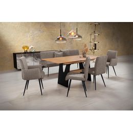 K+w Komfort & Wohnen Essgruppe K+W KOMFORT & WOHNEN "Giacomo I", braun (braun,), H:87cm T:62cm, Sitzmöbel-Sets, 2 Stühle und 2 Armlehnenstühle, Polsterbankbreite 200cm oder 177cm