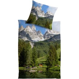 Bettwäsche Kinzler "Panorama", bunt, B/L: 135cm x 200cm, 1 Stk., 1 Stk., Satin, B/L: 80cm x 80cm, 2 Stk., Satin, Obermaterial: 100% Baumwolle, Bettwäsche, aus Baumwoll-Satin