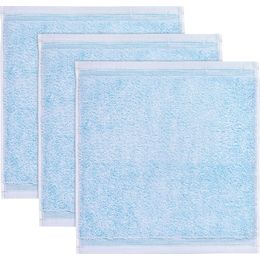 M&ouml;ve Seiftuch M&Ouml;VE "Superwuschel", blau (aquamarine), B:30cm L:30cm, Baumwolle, Waschlappen, Seiftuch Set mit Bord&uuml;re, 100% Premium Cotton Baumwolle, weich
