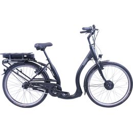 E-Bike HAWK Bikes "eCity Comfort" Gr. 44, schwarz, Elektrofahrräder, 44cm, 26 Zoll (66,04cm), Pedelec, Elektrofahrrad für Damen u. Herren