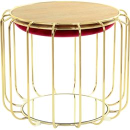 Beistelltisch Kayoom "Pouf Comfortable 110, abnehmbares und wendbares Oberteil", rot (rot, gold, gold), B:50cm H:45cm T:50cm, Eisen, MDF, Samtbezug, Schaumstoff, Spiegel, Tische, Beistelltisch, praktisch umzuwandeln in Tisch oder Hocker, mit Spiegelglas
