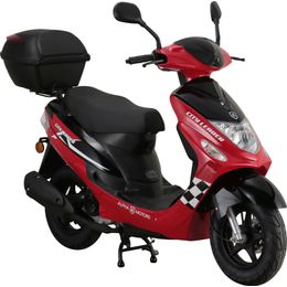 Motorroller Alpha Motors "CityLeader", rot (rot, schwarz), Motorroller, 45 km/h, inkl. Topcase, B:68cm H:105cm L:183cm