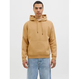 Jack & Jones Kapuzensweatshirt JACK & JONES "JJEBRADLEY SWEAT HOOD NOOS", Herren, Gr. S, curry, angeraute Sweatware, Obermaterial: 65% Polyester, 35% Baumwolle, unifarben, loose fit taillenbedeckt, ohne Ausschnitt, Rippbündchen, Sweatshirts, mit Känguru Tasche