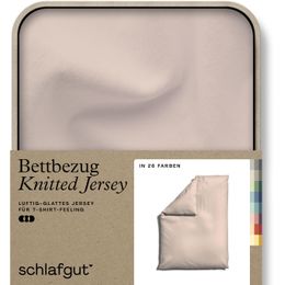 Bettbezug Schlafgut "Knitted Jersey uni, aus Bio-Baumwolle mit Elasthan, Reißverschluss", rot (rot light), B:155cm L:220cm, Jersey, Obermaterial: 95% Baumwolle, 5% Elasthan, Bettbezüge, bügelfrei, Mix & Match Bettwäsche: passender Kissenbezug erhältlich