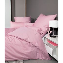 Bettwäsche Janine "Colors 31001", rosa (kreiderosé), B/L: 200cm x 220cm, 1 Stk., 2 Stk., Mako-Satin, B/L: 80cm x 80cm & 80cm x 80cm, 3 Stk., Mako-Satin, Obermaterial: 100% Baumwolle, Bettwäsche, feinfädige uni Bettwäsche für alle Jahreszeiten, Markenreißverschluss