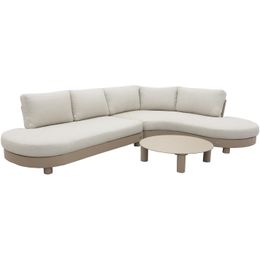Gartenlounge-Set Best "Salerno", beige (sandfarben,), B:207cm H:57cm T:116,5cm, Aluminium, Sitzmöbel-Sets, Bestehend aus 2 Sitzbänken, 1 Tisch und 7 Kissen