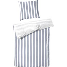 Wendebettwäsche Primera "Delf", blau, B/L: 240cm x 220cm, 1 Stk., 2 Stk., Perkal, B/L: 80cm x 80cm & 80cm x 80cm, 3 Stk., Perkal, Obermaterial: 100% Baumwolle, Bettwäsche, mit Streifen