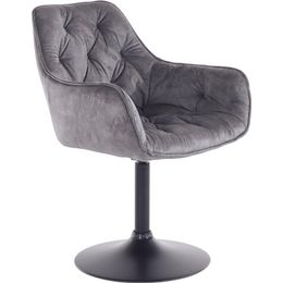 Esszimmerstuhl Hela "BIRTE", grau, B:49cm H:83cm T:62cm, 100% Polyester, Stühle, Barhocker Esszimmerstuhl, Drehfunktion, als Einzelstuhl oder im 2er-Set