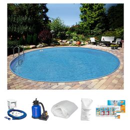 Rundpool Clear Pool "PREMIUM IBIZA", weiß, H:120cm Ø:420cm, Schwimmbecken, inkl. umfangreichem Zubehör in verschiedeneren Größen