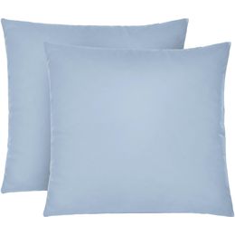 Kissenbezug Biberna "Michi Feinjersey mit Reißverschluss", blau (eisblau), B:40cm L:40cm, Feinjersey, Obermaterial: 100% Baumwolle, Kissenbezüge, verschiedene Größen, Feinjersey Kissenhülle aus 100% Baumwolle