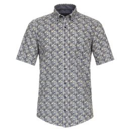 Kurzarmhemd Casamoda "Casamoda Freizeithemd Kurzarm Print", Herren, Gr. 6XL, primary_ausgabeGroessentyp, blau (dunkelblau), 100% Baumwolle, bedruckt, lässig geschnitten, Hemden
