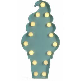 MARQUEE LIGHTS LED Dekolicht "Icecream", blau, 15, H: 31cm, 1 Stk., Leuchten, Wandlampe,Tischlampe Eis, Eistüte, Eiscreme 15 Leuchtmittel - 11x23 cm, Deko-Leuchte LED Dekoleuchte Deko-Lampe