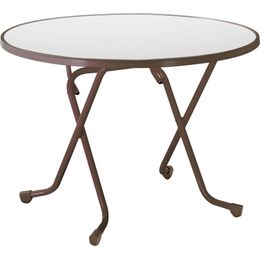 Klapptisch Best "Dublin", braun, B:100cm H:73cm T:100cm, Stahl/Laminierte Tischplatte, Tische, rund 100 cm