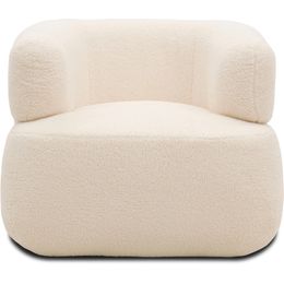 Sessel DOMO collection "800012 Designsessel, komfortabel und elegant, organische Formensprache", beige (creme), B:90cm H:71cm T:86cm, 100% Polyester, Sessel, Sessel, formsch&ouml;ner Polstersessel zum Relaxen und Entspannen