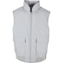 Jerseyweste Urban Classics "Urban Classics Herren Clean Puffer Vest", Herren, Gr. XXL, grau (lightasphalt), 100% Polyester, Rundhals, Westen
