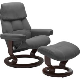 Relaxsessel stressless "Ruby", grau (grau batick), B:88cm H:99cm T:77cm, Leder BATICK: BATICK ist ein leicht korrigiertes, durchgef&auml;rbtes und genarbtes M&ouml;belleder, bei dem die meisten Unebenheiten und Spuren in der Regel entfernt wurden.;Leder PALOMA: PALOMA ist ein durchgef&auml;rbtes Semianilin-M&ouml;belleder mit nat&uuml;rlicher Narbung., Sessel, Relaxsessel, mit Classic Base, Gr&ouml;&szlig;e L, Gestell Eiche, Wenge, 
