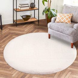 Hochflor-Teppich Carpet City "TOPIA400", weiß, H:21mm Ø:120cm, Obermaterial: 100% Polyester, Teppiche, besonders weich und kuschelig durch Polyester, Uni-Farben